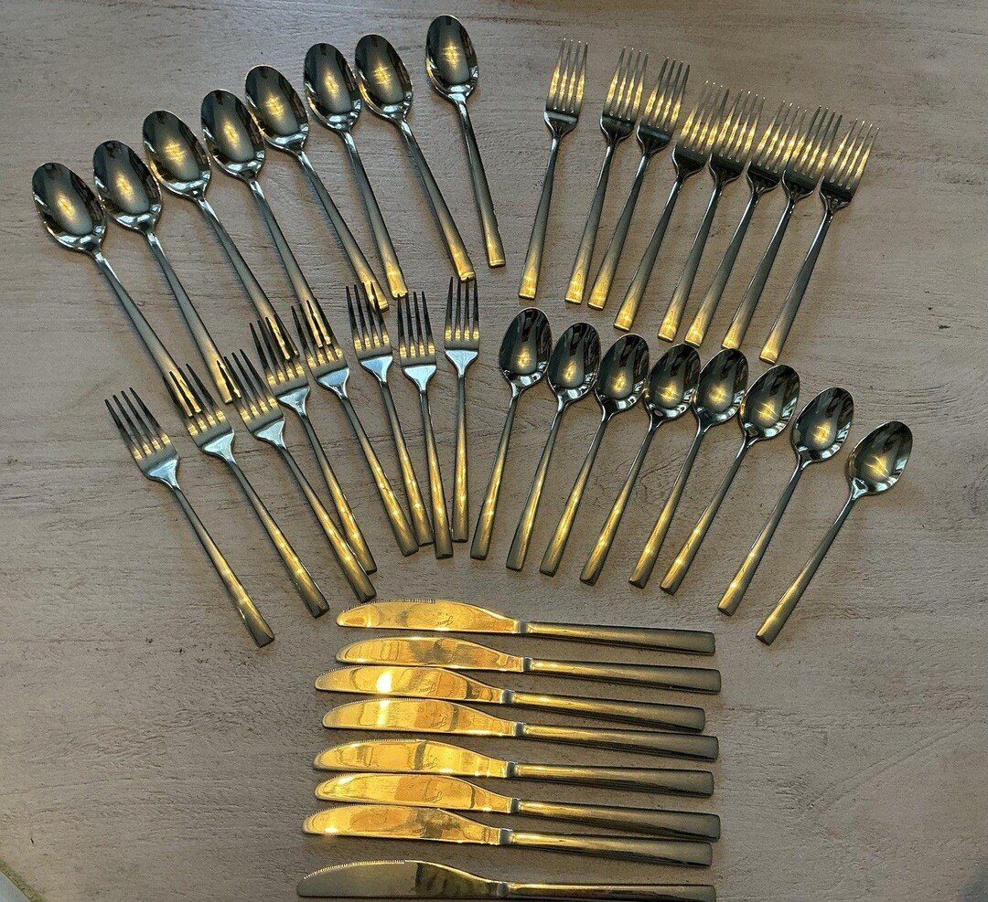 FIESTA Flatware Gold Plated 8pc Setting Silverware Set - Etsy
