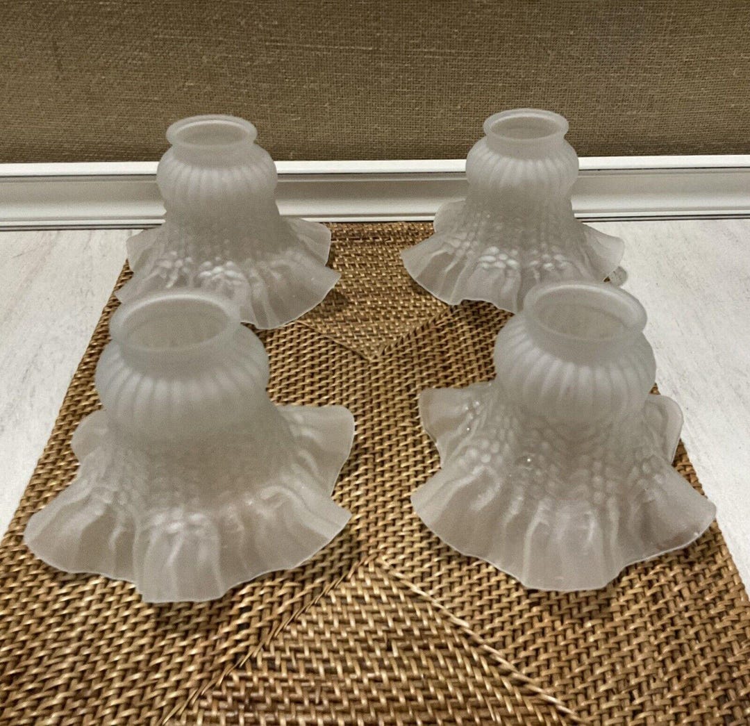 Lamp Shade Lot of 4 Ruffled Tulip Shape Frosted Glass 2fitter - Etsy