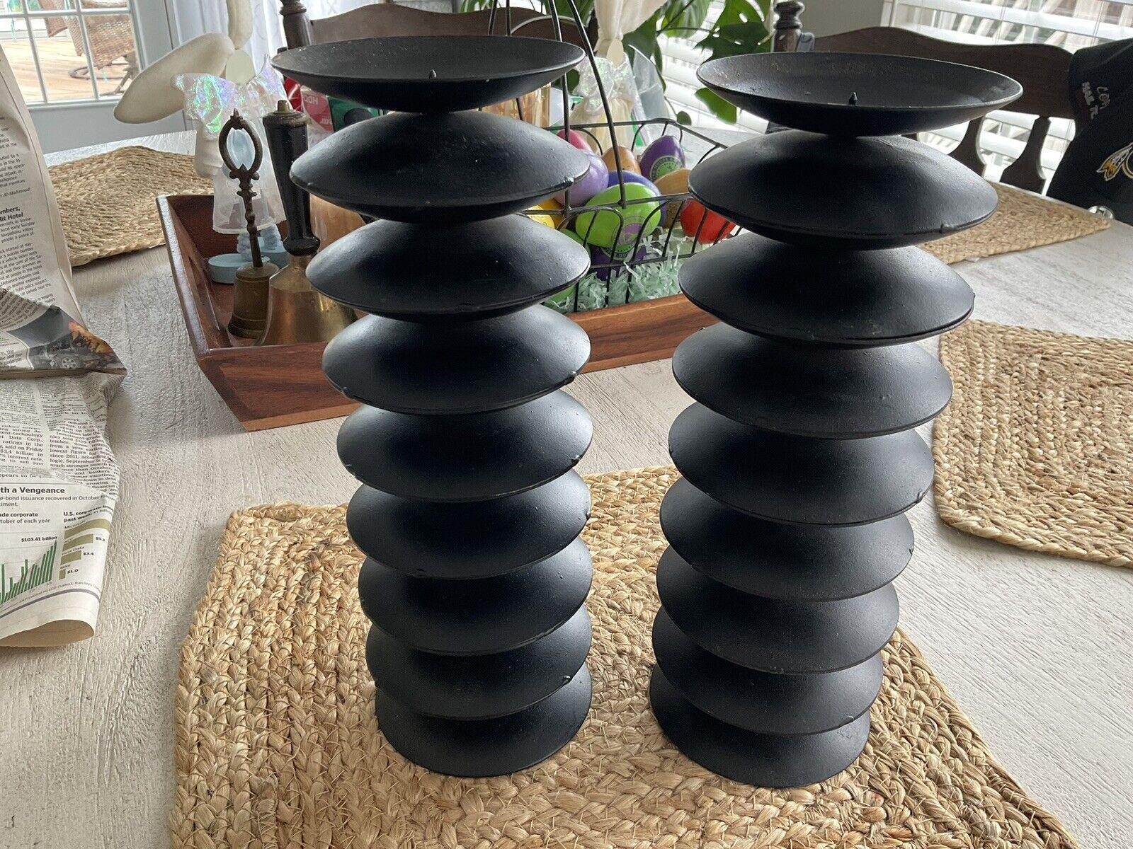 Metal Candlesticks Mid Century Black - Etsy