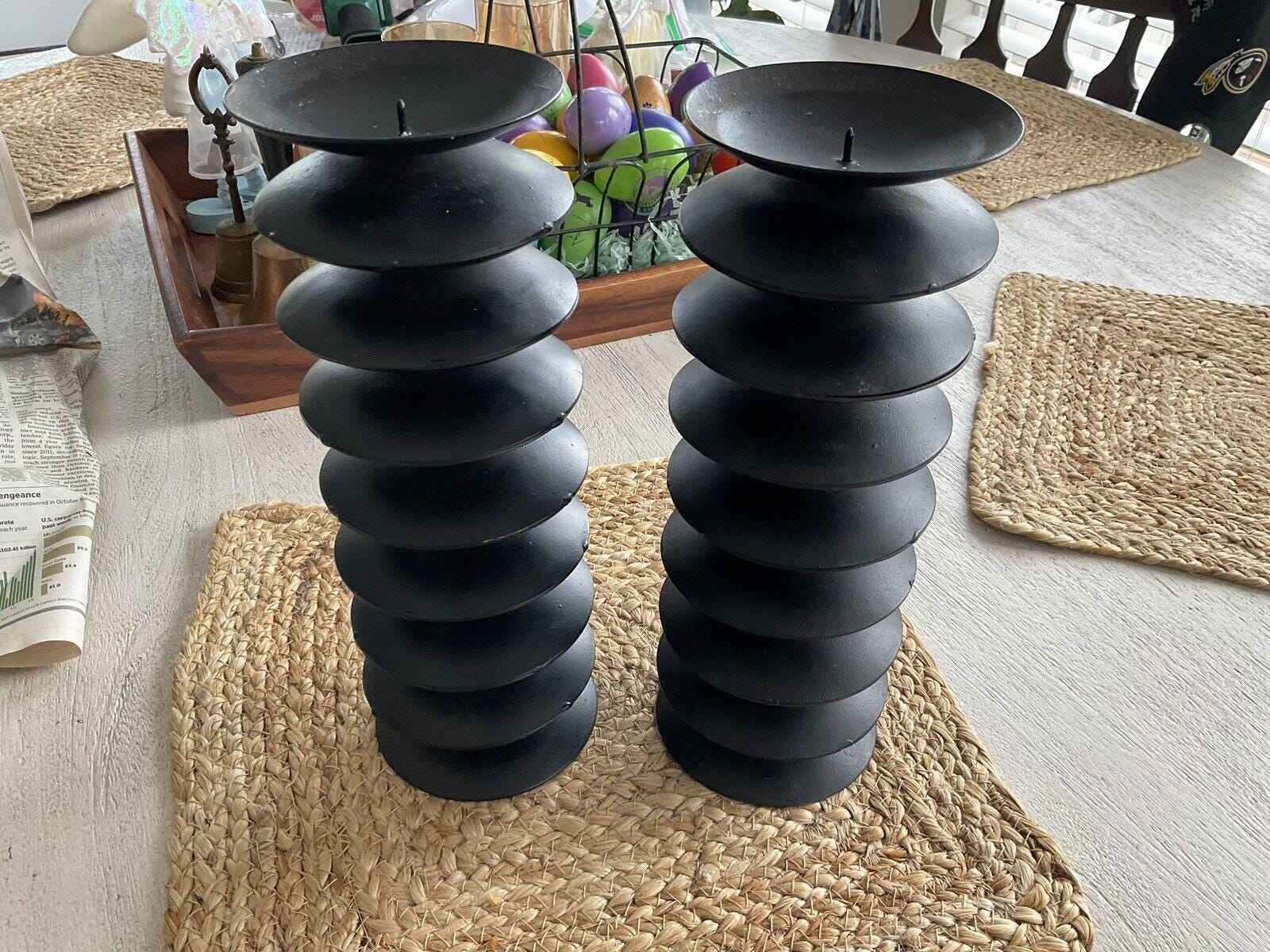 Metal Candlesticks Mid Century Black - Etsy