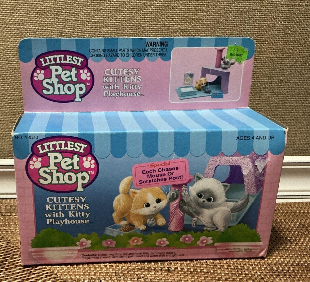 Littlest Pet Shop Cutesy Kittens With Kitten Playhouse COMPLETE 1992 ...