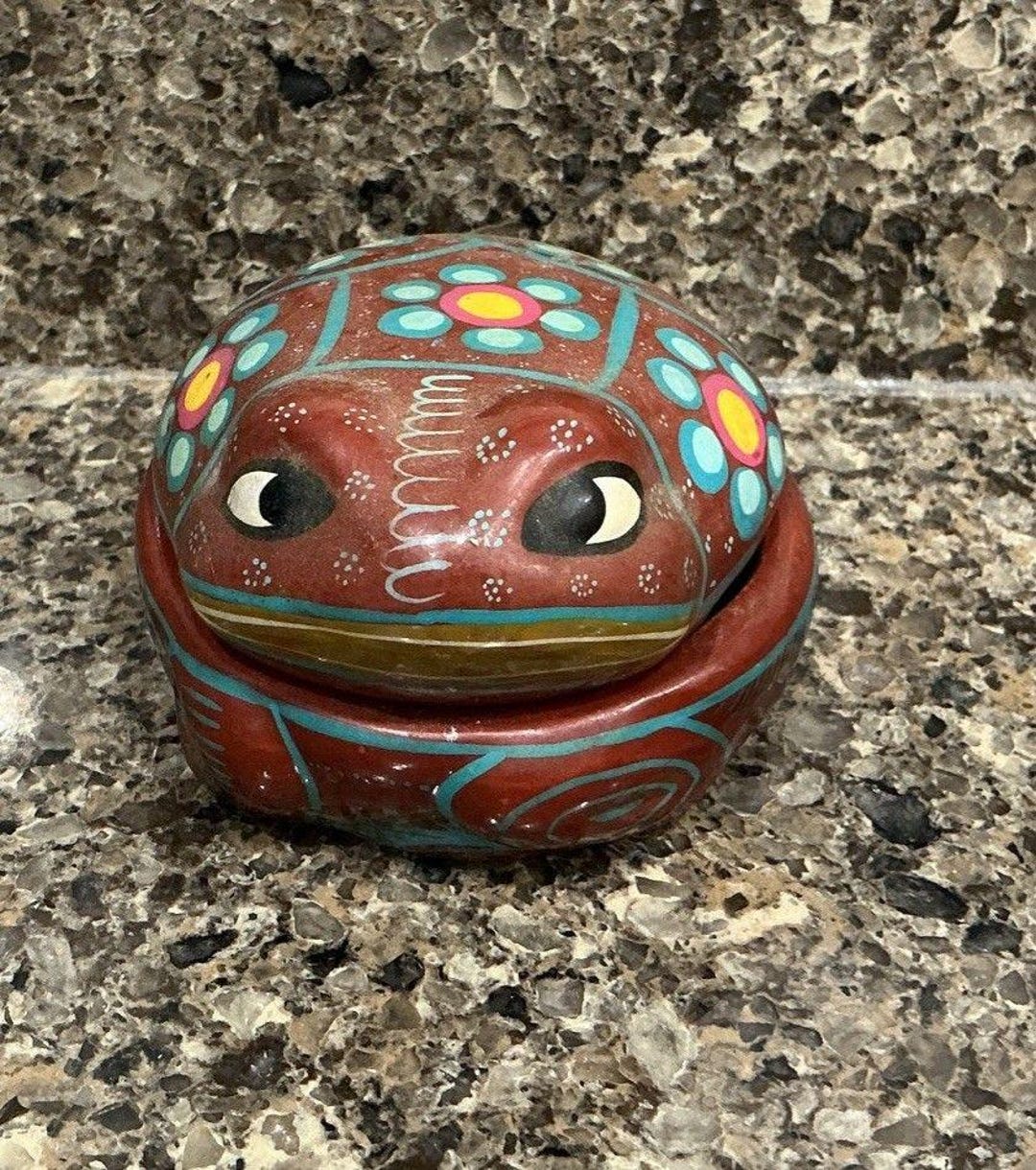 Vintage Painted Terracotta Mexican Pottery Frog Trinket Dish, Brown ...