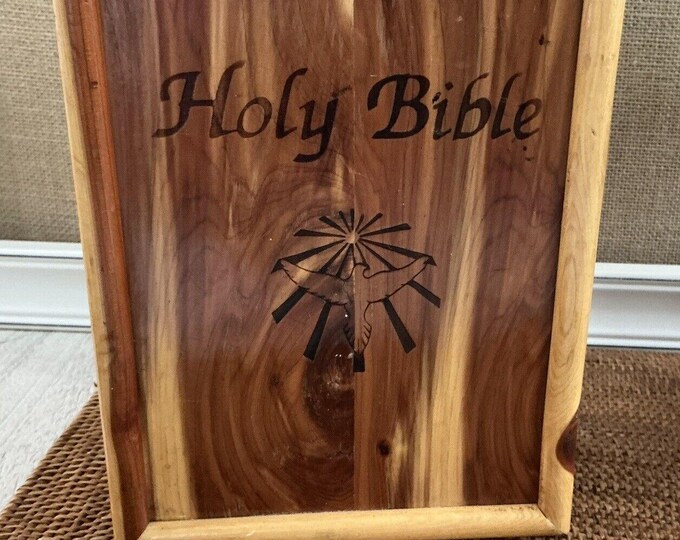 Vintage the Holy Bible Wooden Bible Box Christian Storage Case Velvet ...