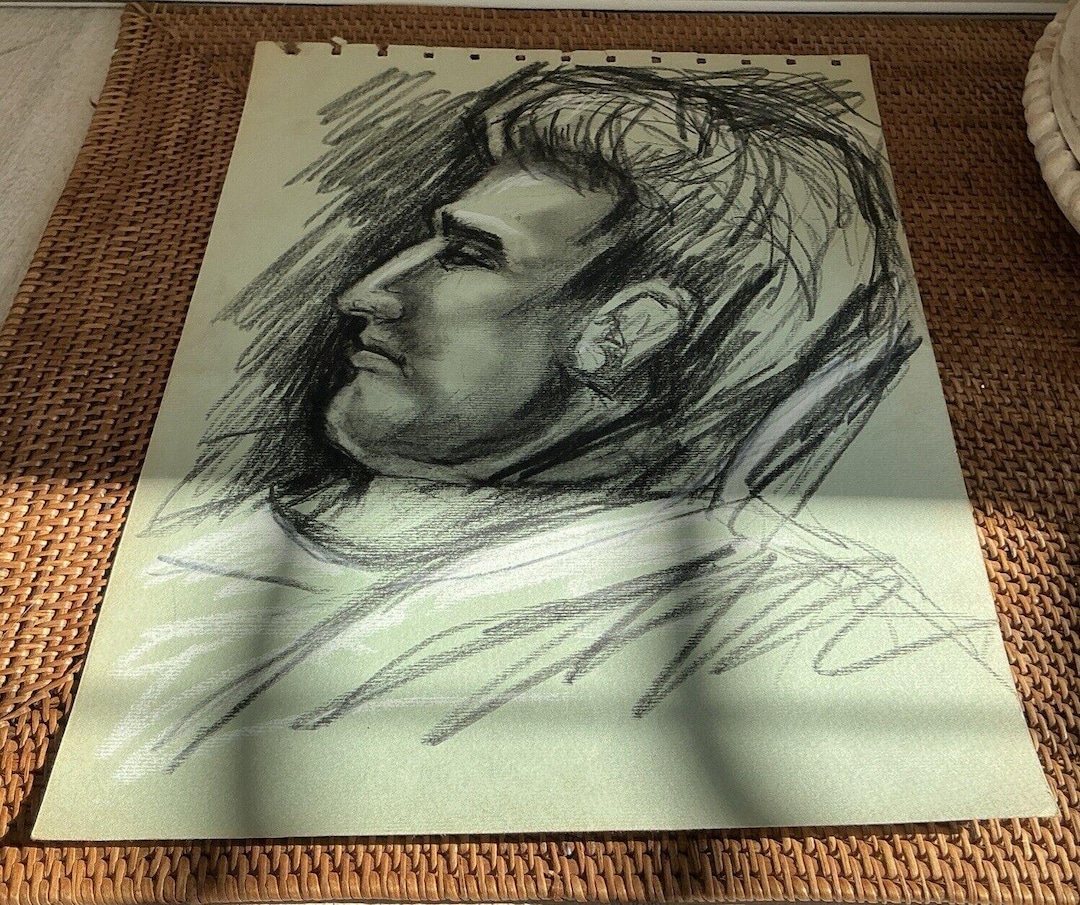 Vintage Sketch Drawing Paper Pencil 1950s Man Great Americana - Etsy