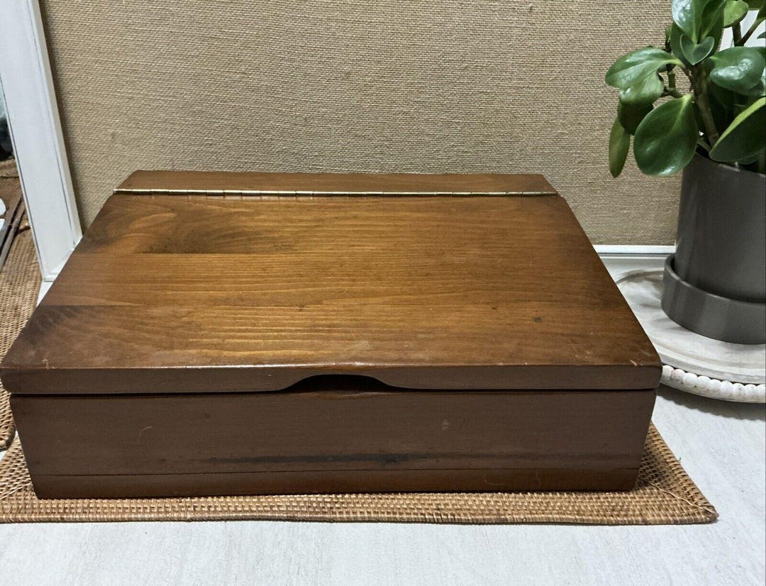 Lap Writing Desk Slope Box Portable Travel Wooden Vintage 16 X 12 Oak ...