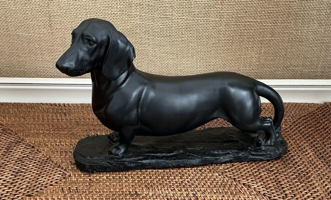 Vtg Dachshund Solid Black Resin Weiner Dog Statue - Etsy