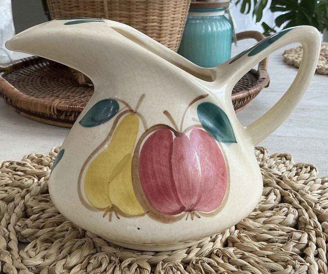 Vintage Purinton Pottery 3 QT Dutch Jug Pitcher Apple Pear Ice Lip ...