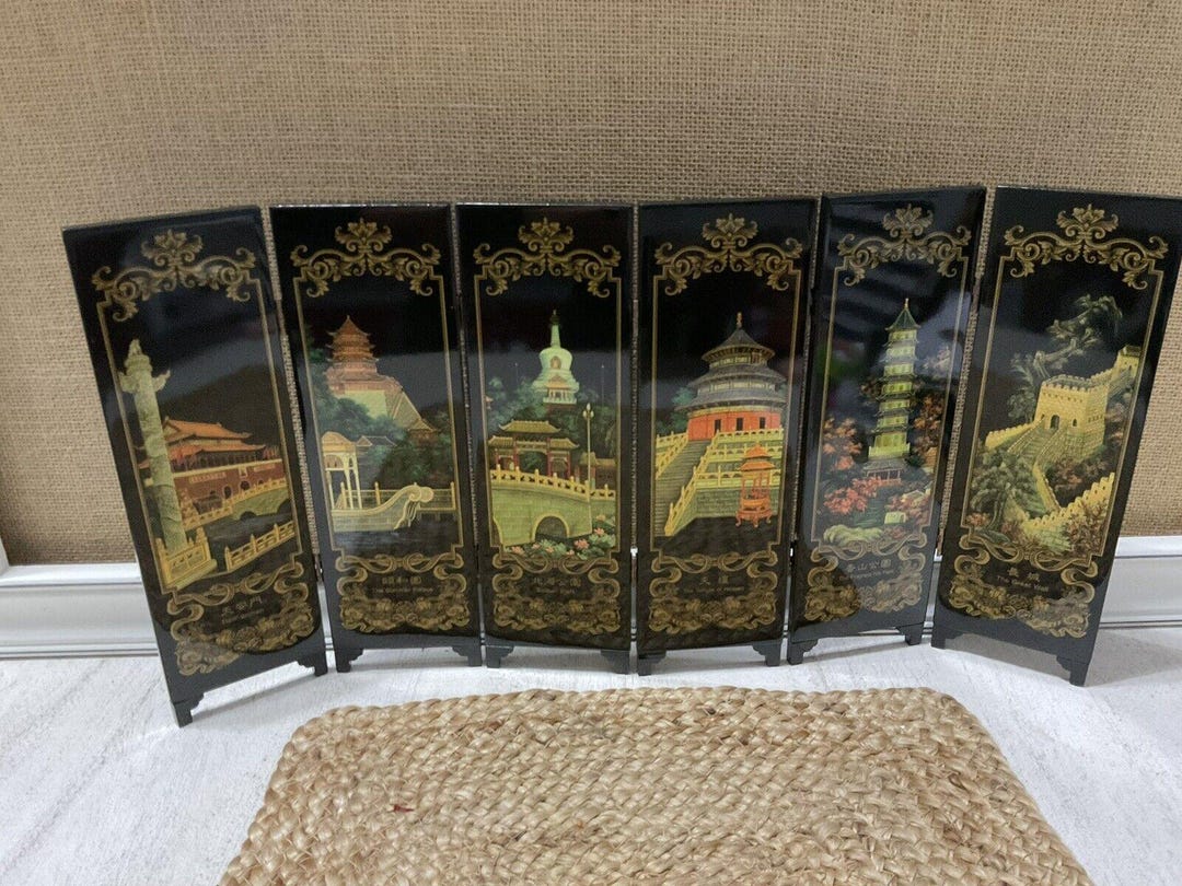 Vintage 6-panel Screen Beijing Scenery Table Top Folding - Etsy