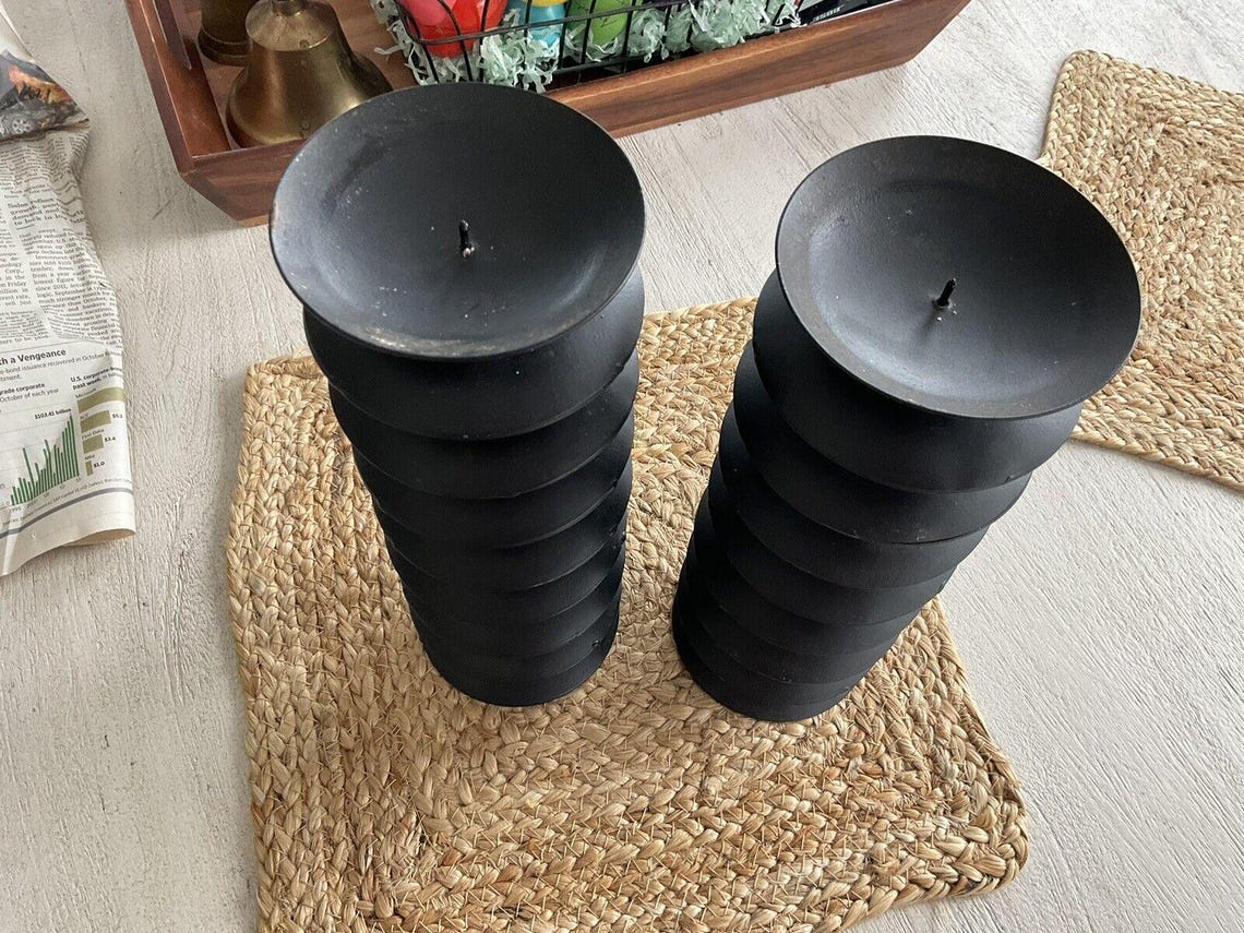 Metal Candlesticks Mid Century Black - Etsy