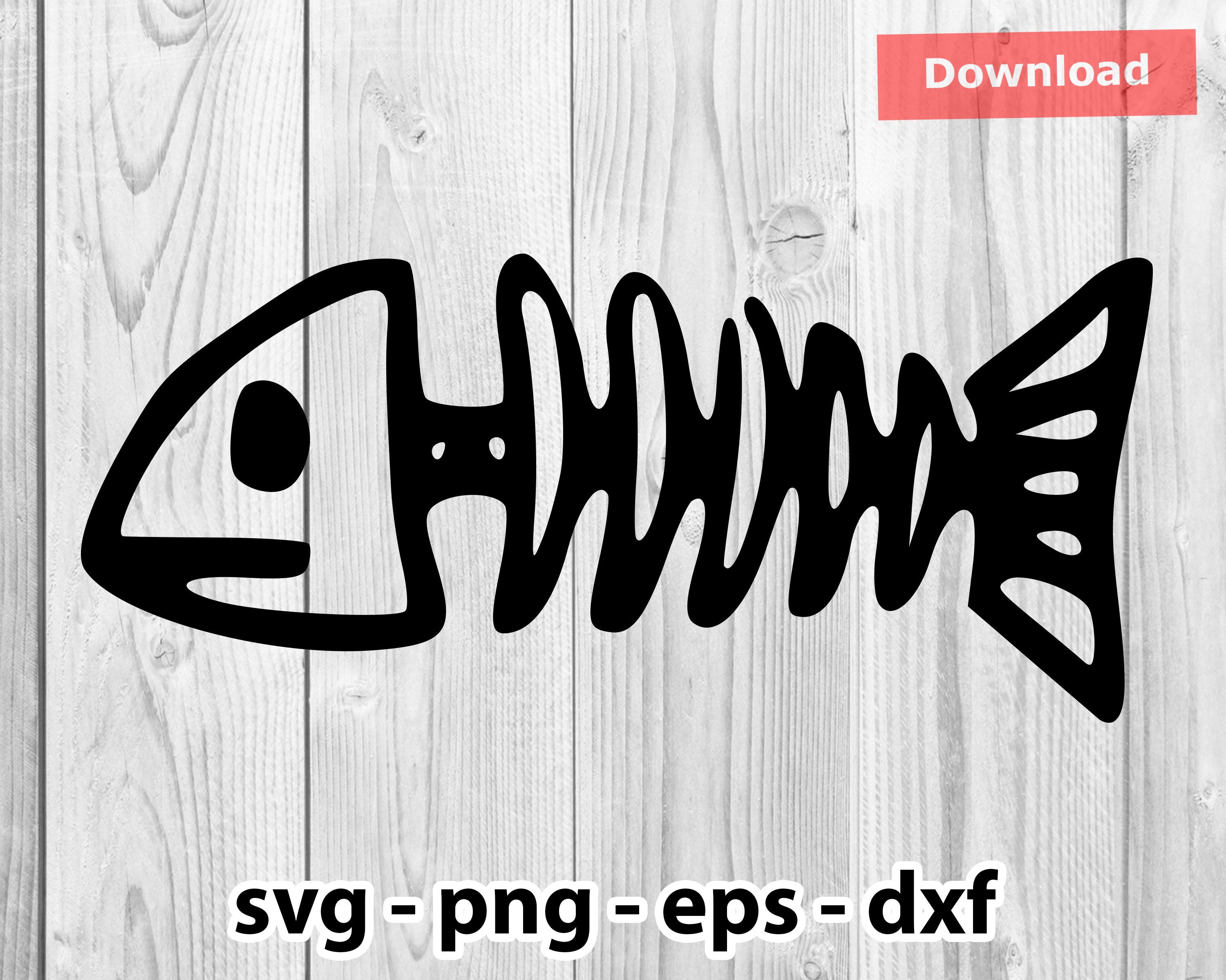 Fish Skeleton Fishing Svg Png Dxf Eps Instant Download for - Etsy