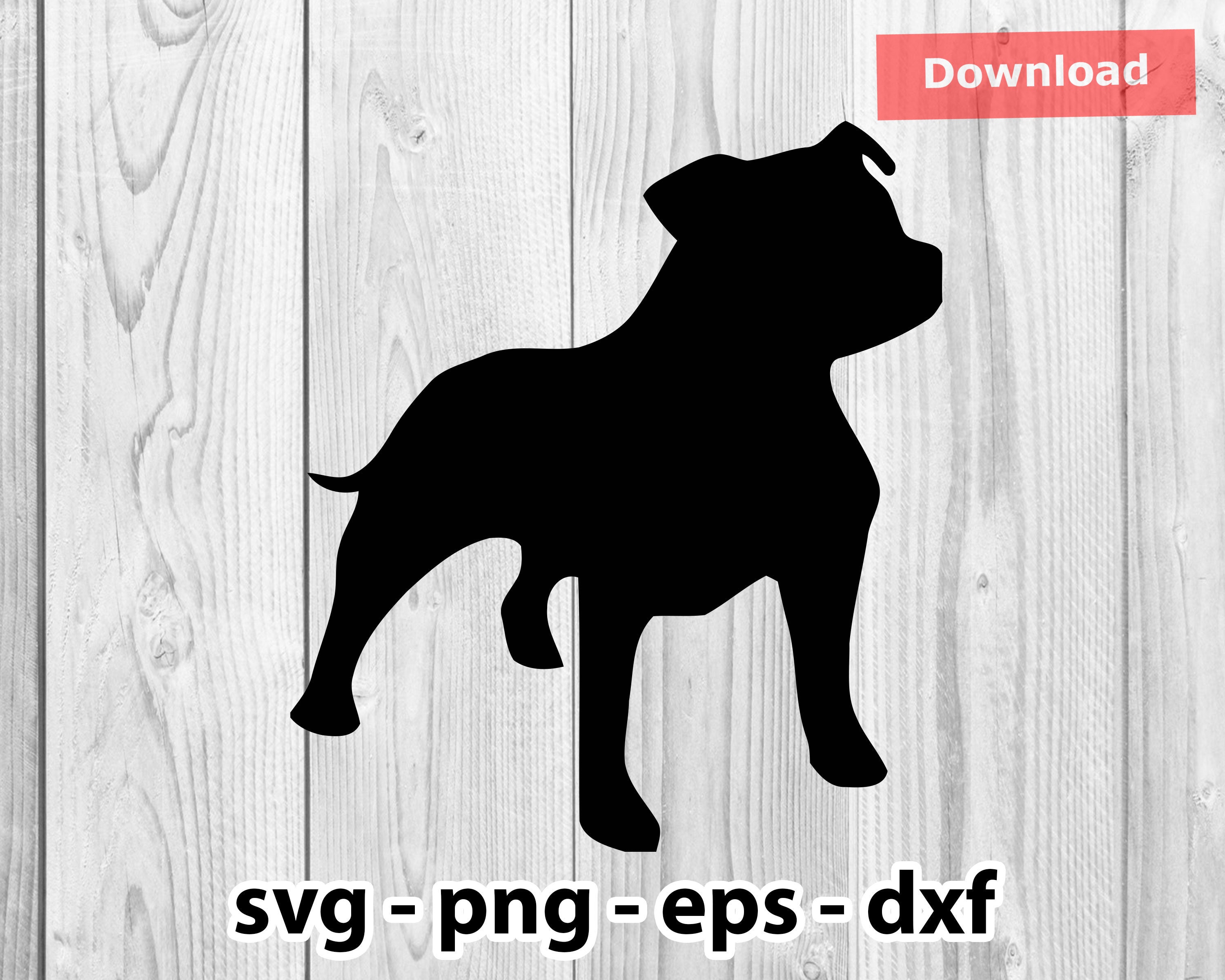 Staffy Dog Silhouette Svg Png Dxf Eps Instant Download for - Etsy