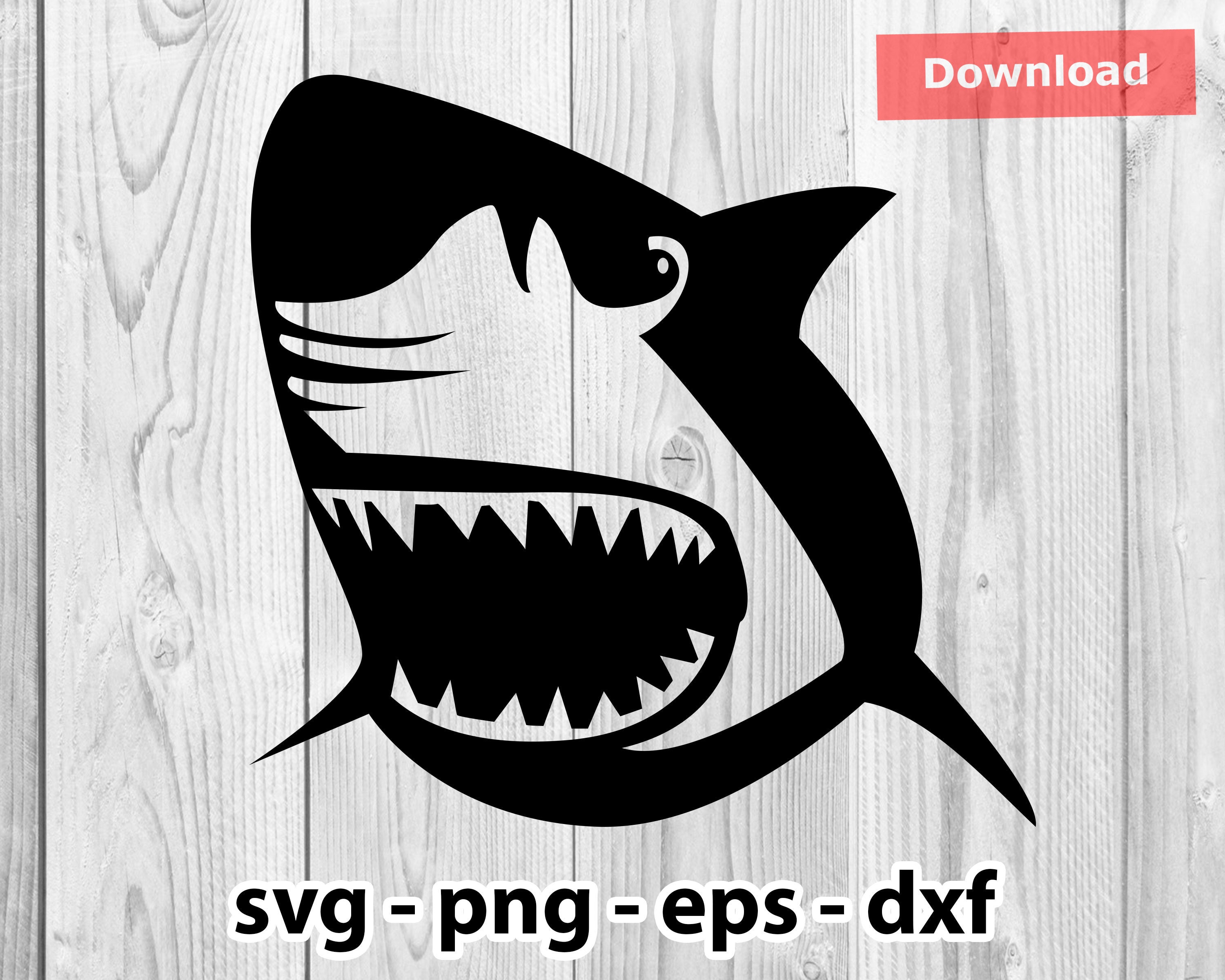 Shark Jaws Fish Svg Png Dxf Eps Instant Download for Print Cut - Etsy