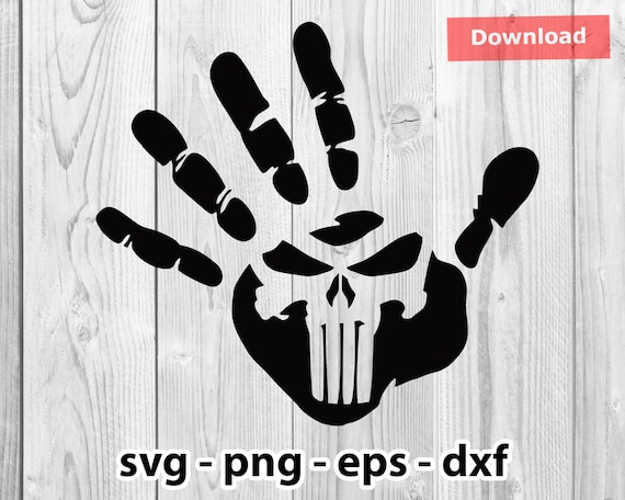 Skull Hand Print Svg Png Dxf Eps Instant Download for Print - Etsy