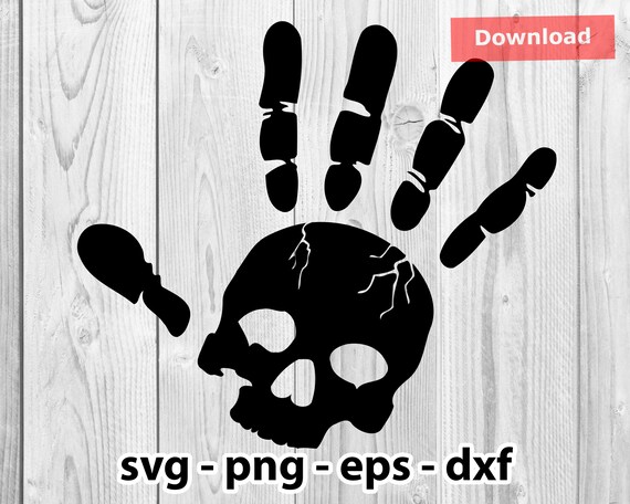 Skull Hand Print Svg Png Dxf Eps Instant Download for Print - Etsy