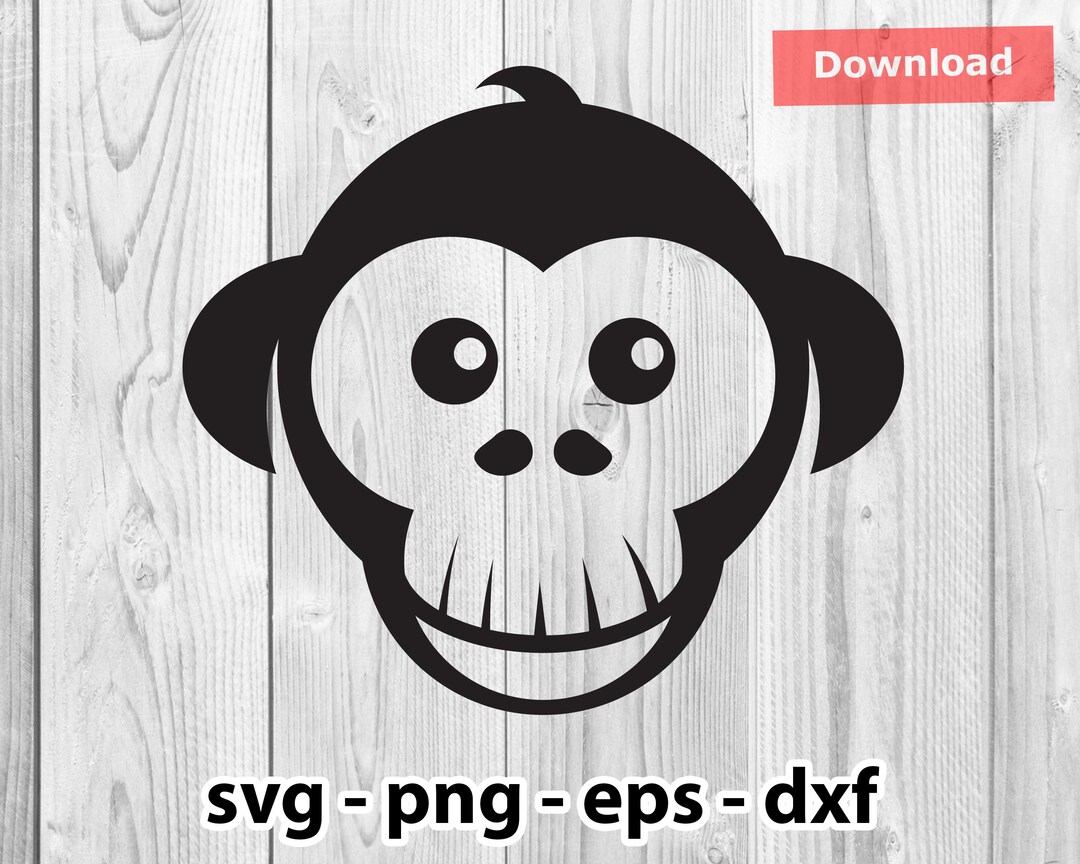 Cute Monkey Face Svg Png Dxf Eps Instant Download for Print Cut Cricut ...