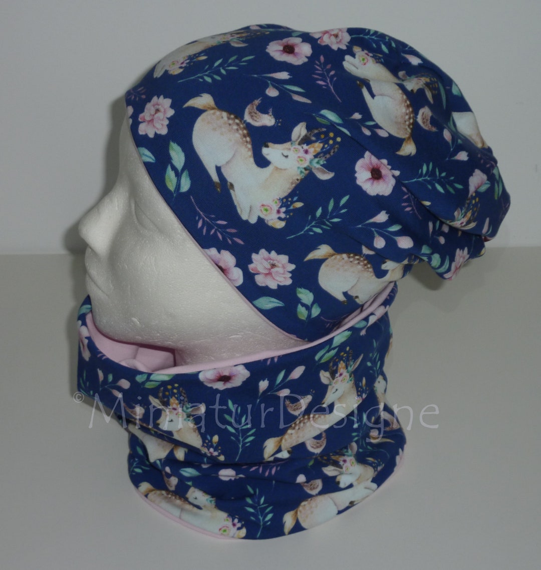 Beanie and Loop Set Deer Cap and Scarf Deer Forest Animals - Etsy