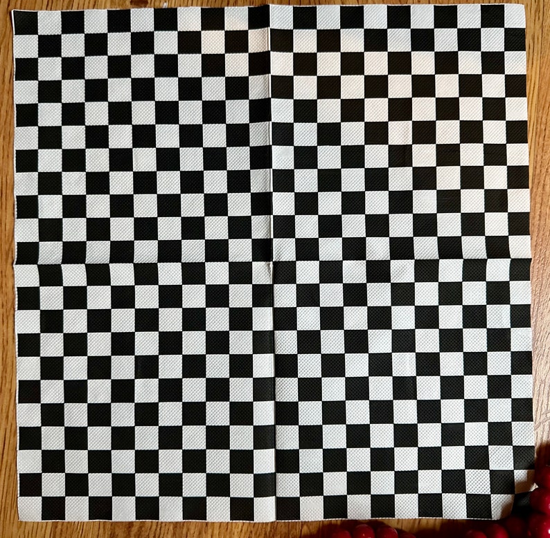 Black White Checkered Napkins Luncheon-sized for Decoupage Craft Art ...