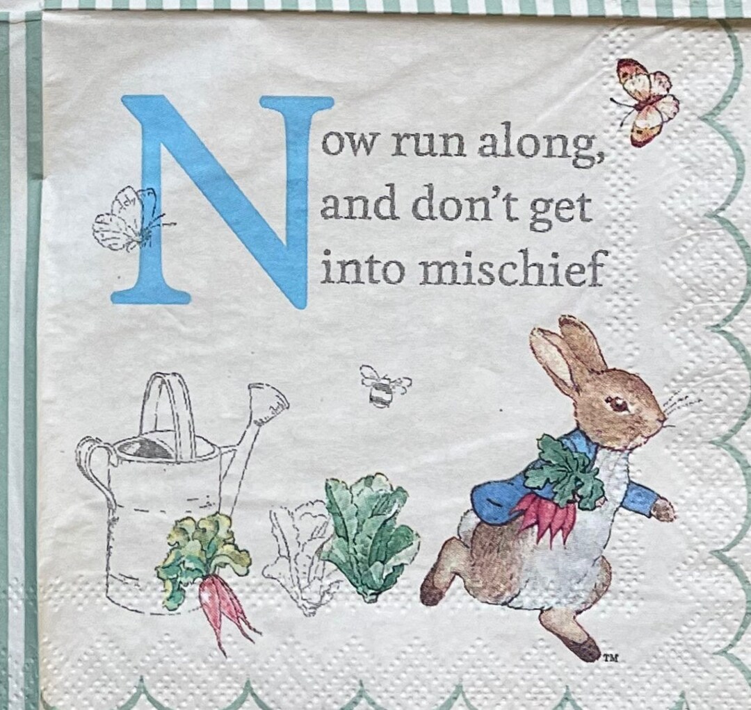 Peter Rabbit Bunny Cocktail-size PAPER Napkins for Decoupage Journal ...