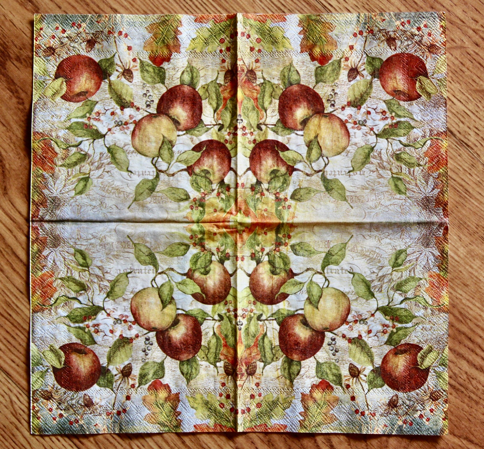 Apples Fall Leaves GORGEOUS Cocktail Sized Napkins for - Etsy
