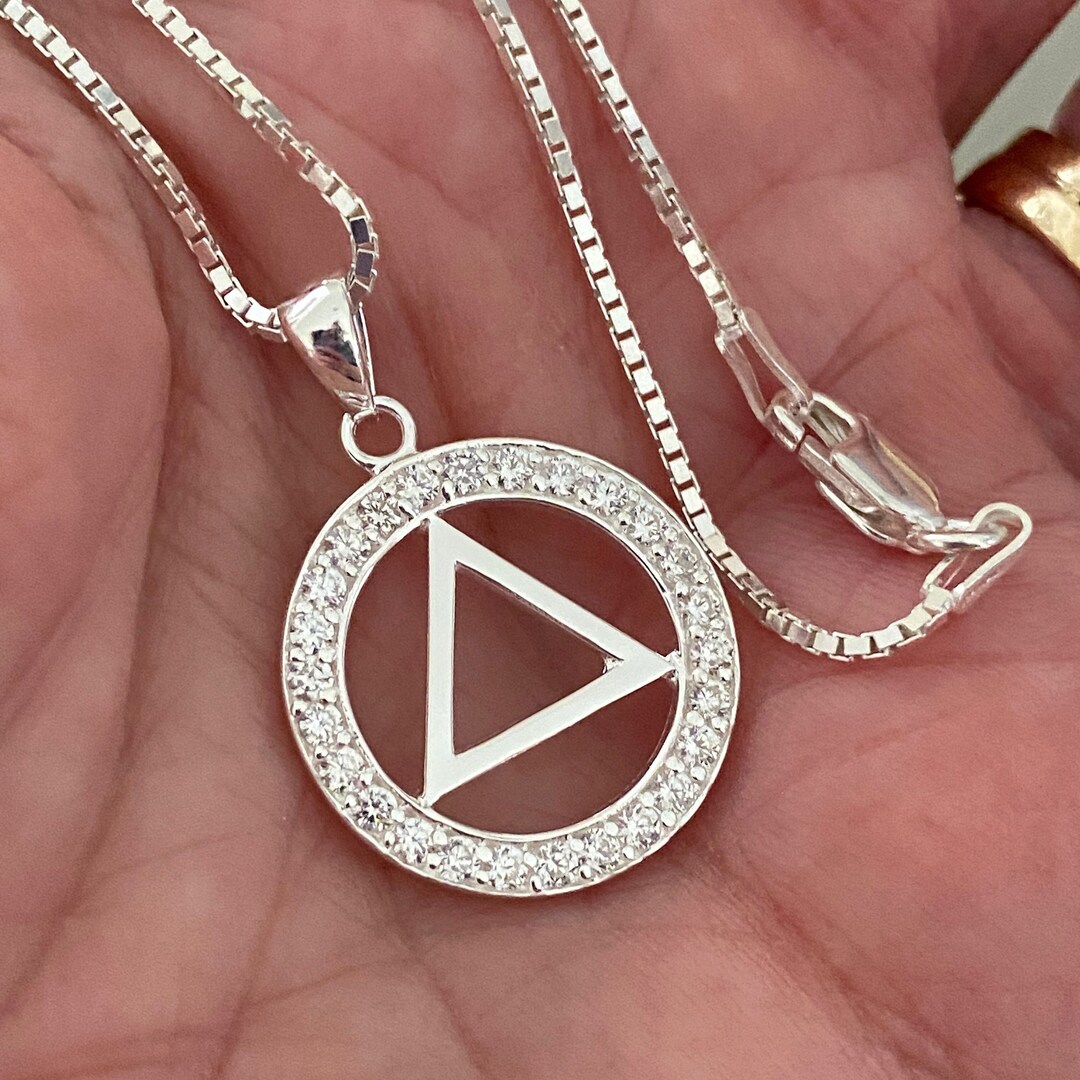 Sobriety Jewelry, Sterling Silver Alcoholics Anonymous AA Pendant ...