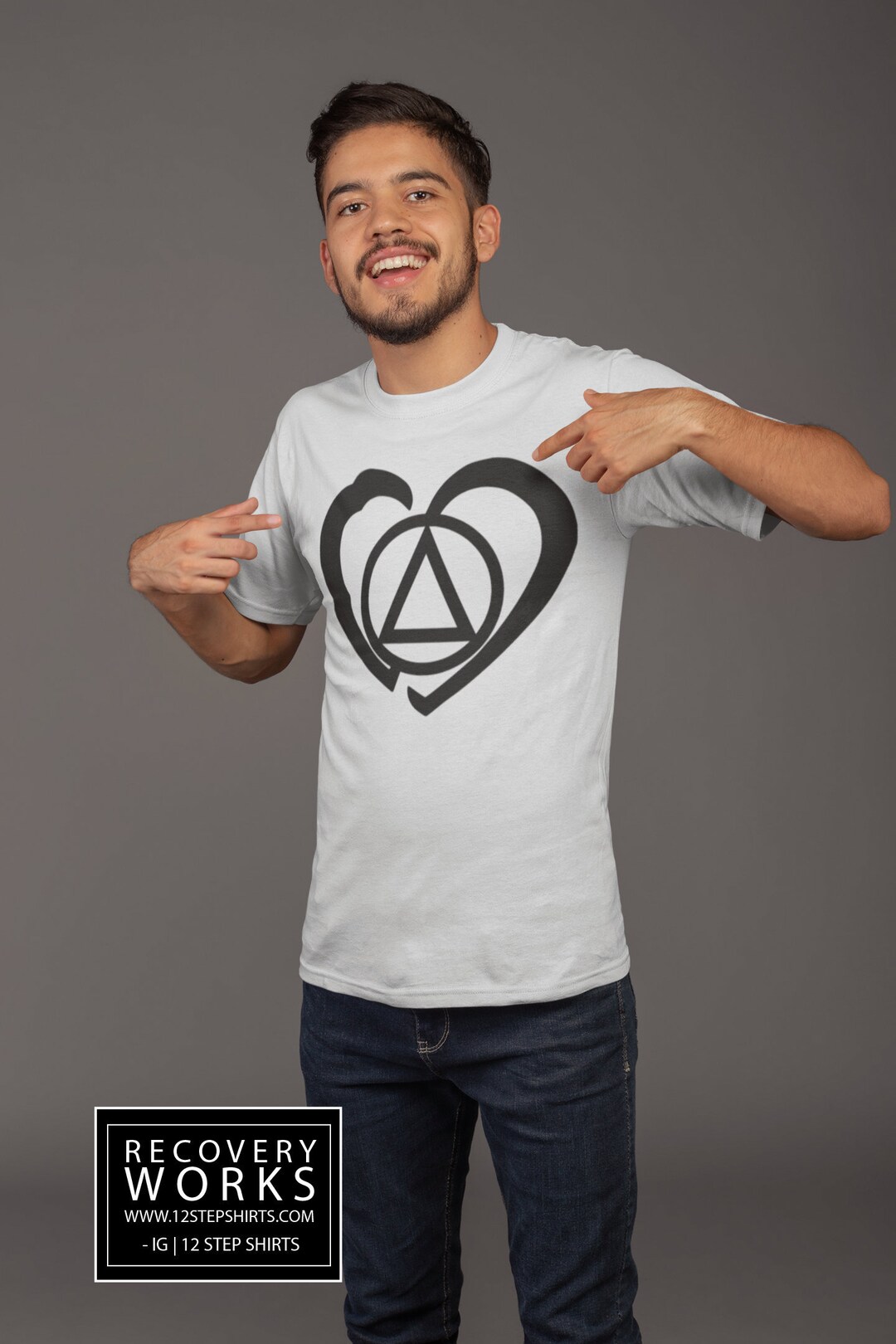 AA Symbol Heart T-shirt: Alcoholics Anonymous Sober Tee - Etsy
