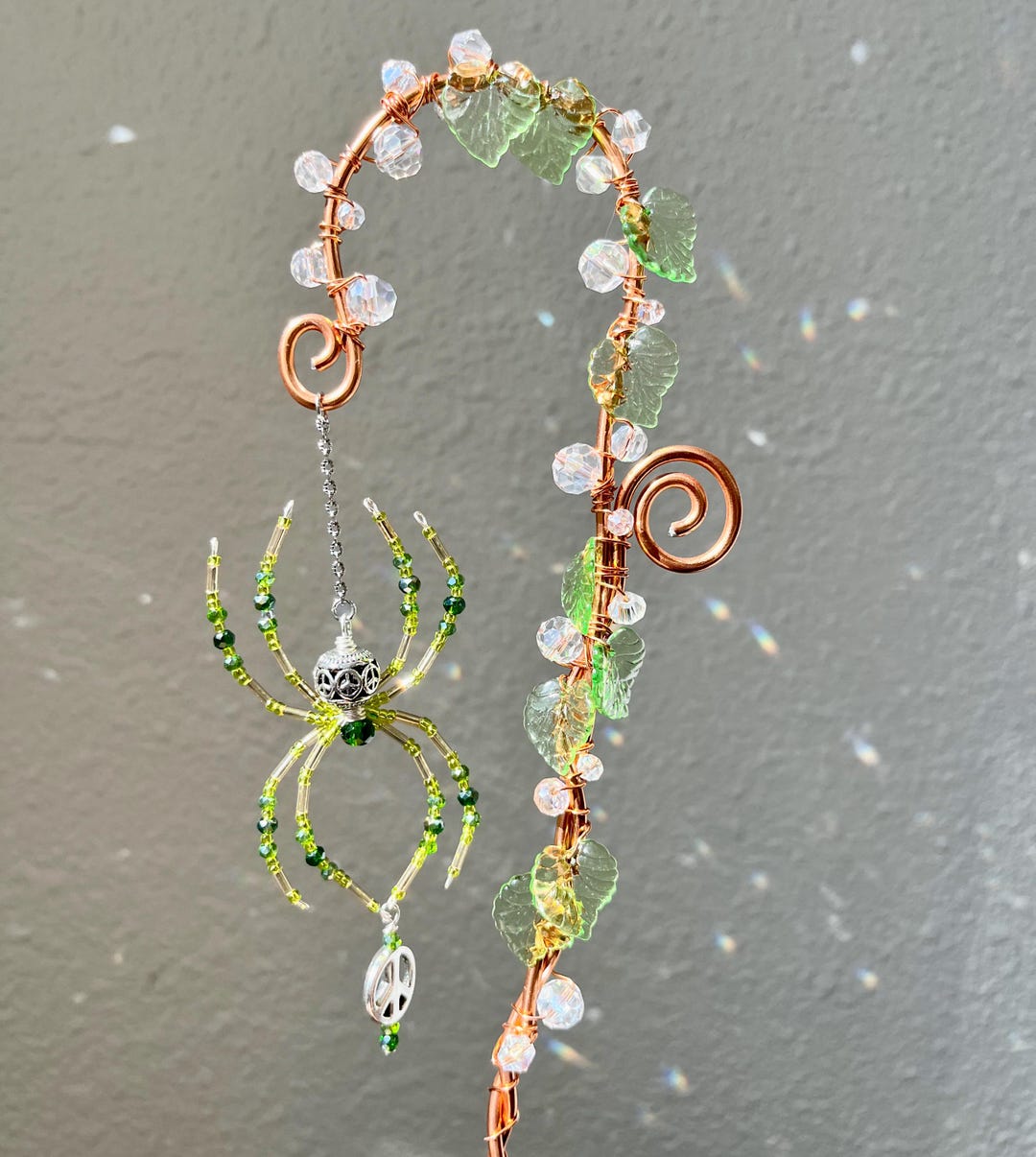 Copper Twisted Wire and Beaded Spider Plant Stake - Etsy