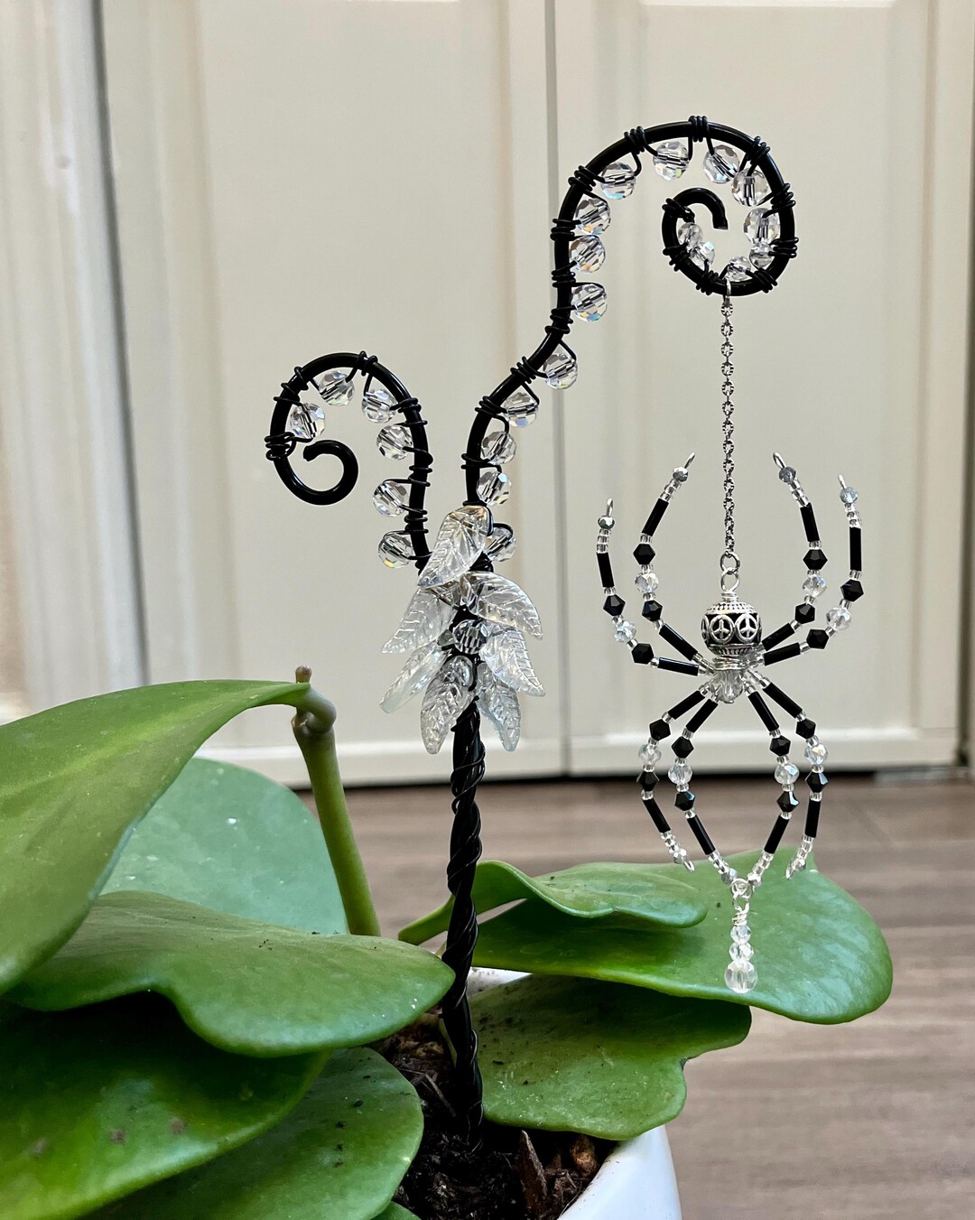 Copper Wire and Beaded Spider Plant Stake Sun Catcher - Etsy