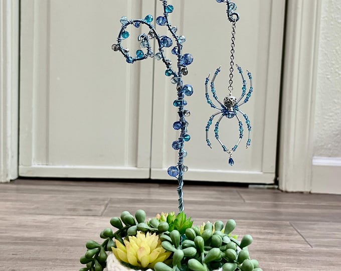 Peace Twisted Wire and Beaded Spider Plant Stake Sun Catcher - Etsy