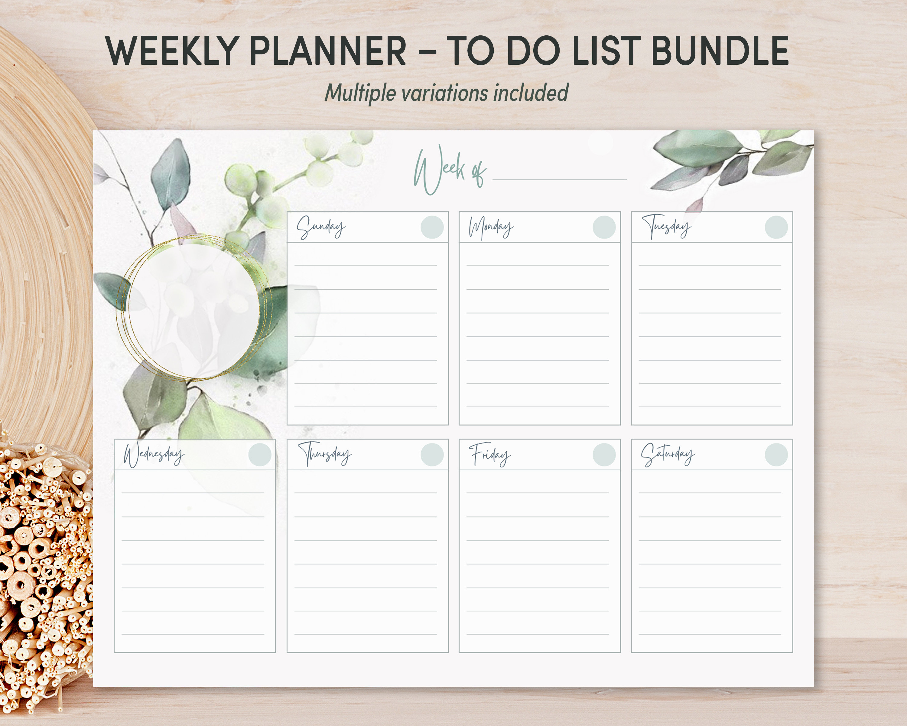 Weekly Planner, to Do List, Weekly Calendar, Printable Planner, Digital ...