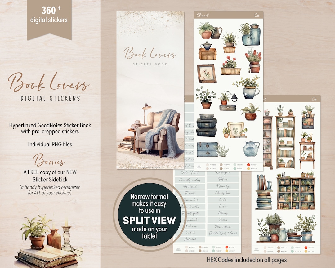 Book Lovers Goodnotes Stickers | Watercolor Clipart, Labels (digital ...