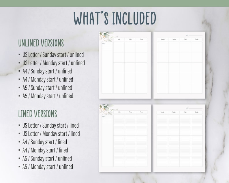Undated Monthly Calendar Printable Calendar Month at a - Etsy