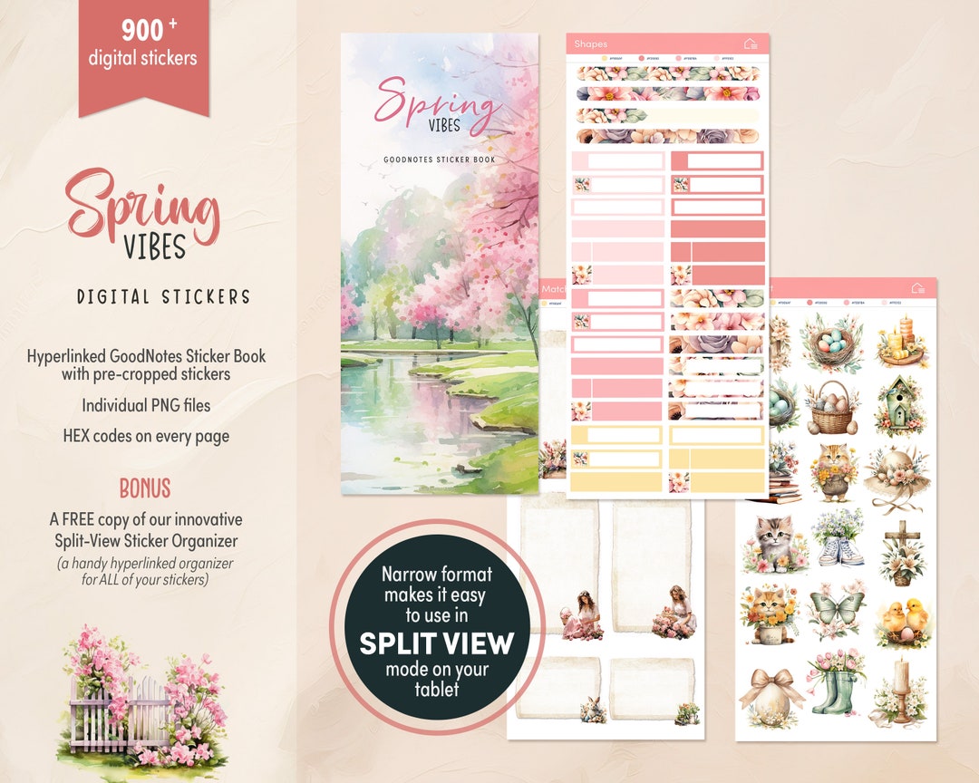Spring Digital Stickers for Goodnotes, Notability Etc Pre-cropped ...