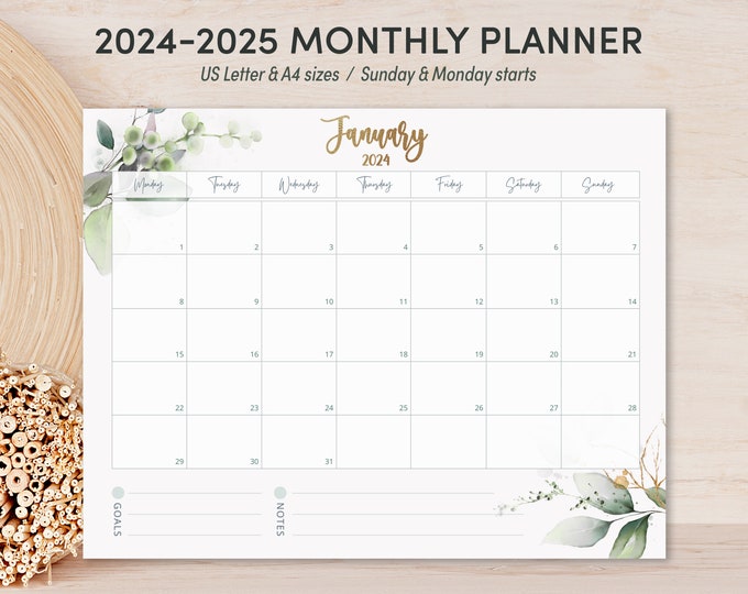 Monthly Calendar 2024-2025, 2024- 2025 Calendar Printable, Calendar ...