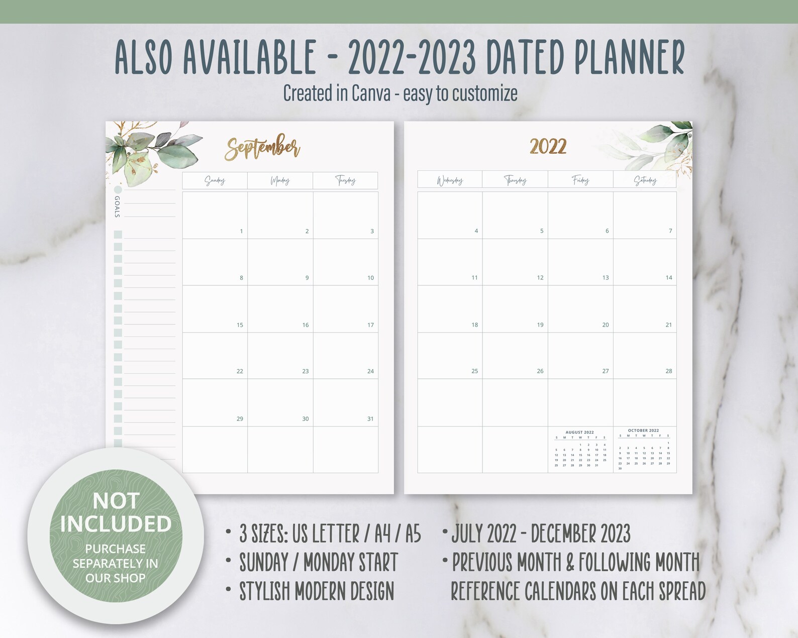 Undated Monthly Calendar Printable Calendar Month at a - Etsy