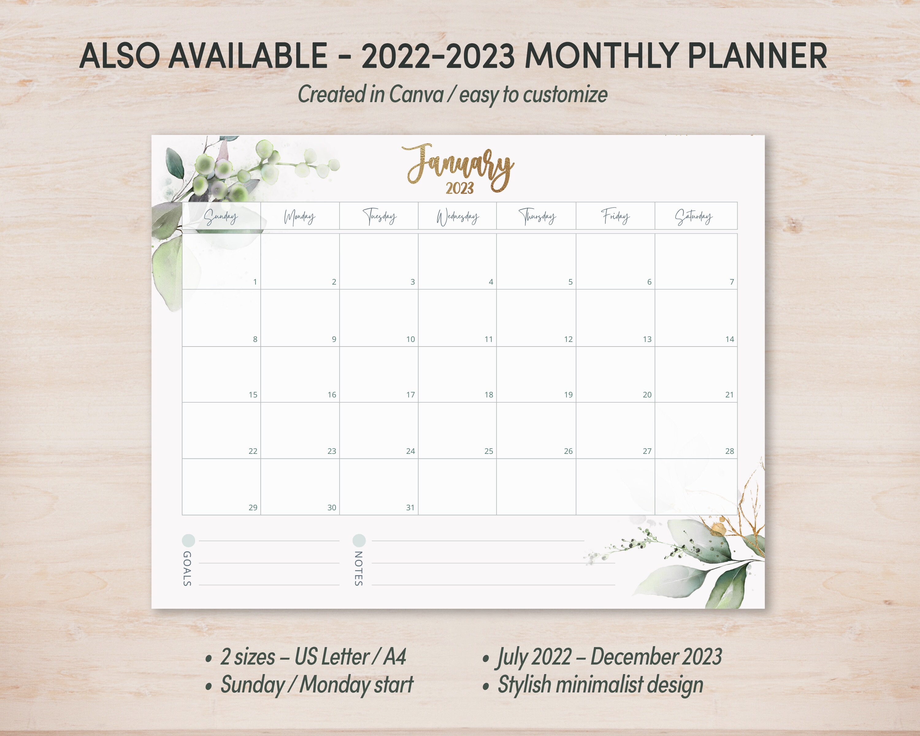 Undated Monthly Calendar Printable Calendar Month at a - Etsy