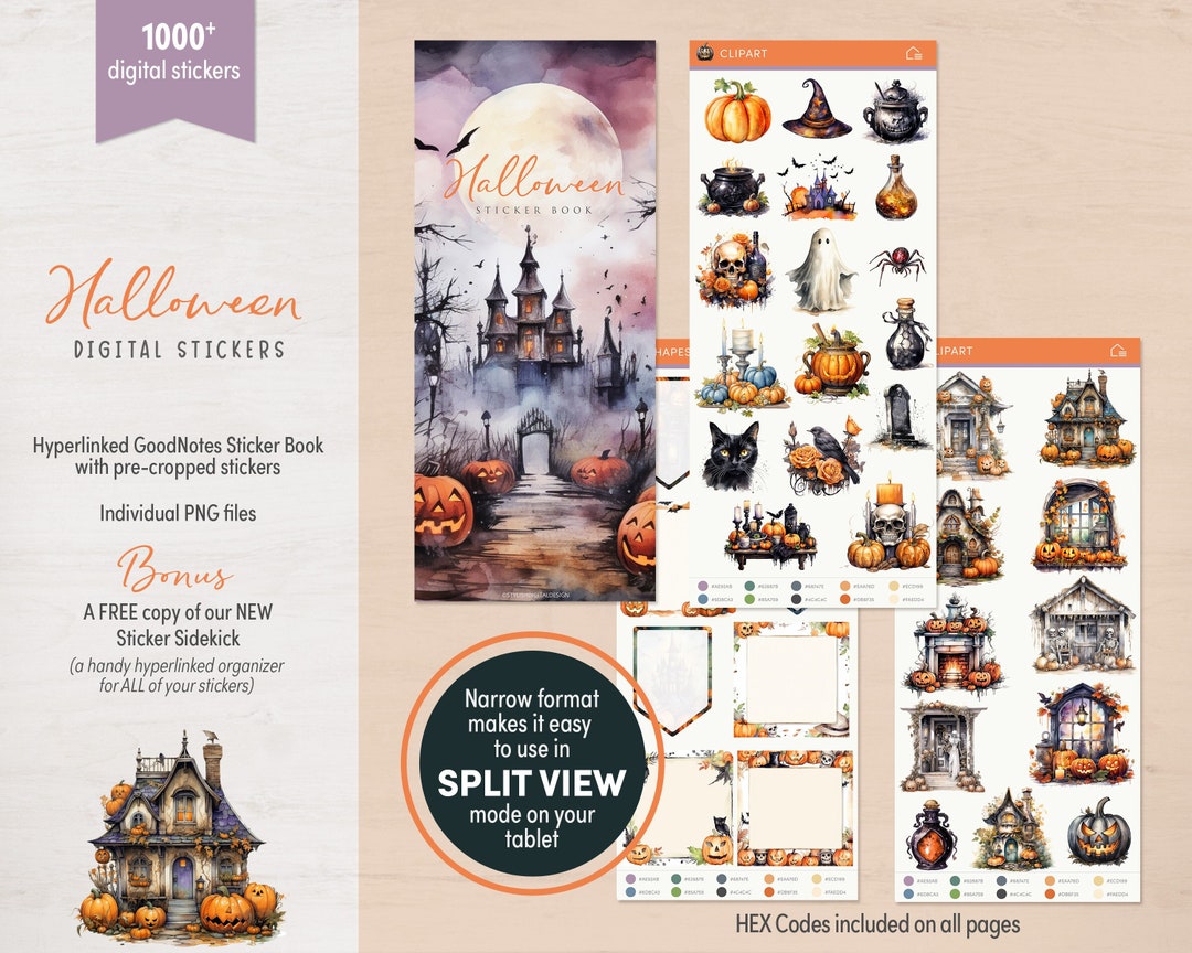 Halloween Digital Stickers for Goodnotes, Notability, Etc | Pre-cropped ...