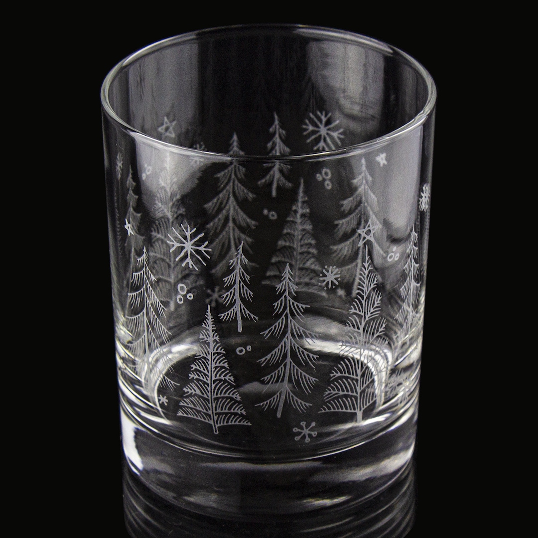 CHRISTMAS DRINKWARE Winter Tree Wrap Rocks Glass, Festive Christmas ...