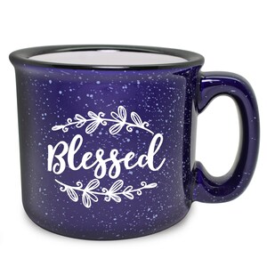 BLESSED Sand Etched Ceramic Camp Mug, Special Friend Gift, Gift Idea ...