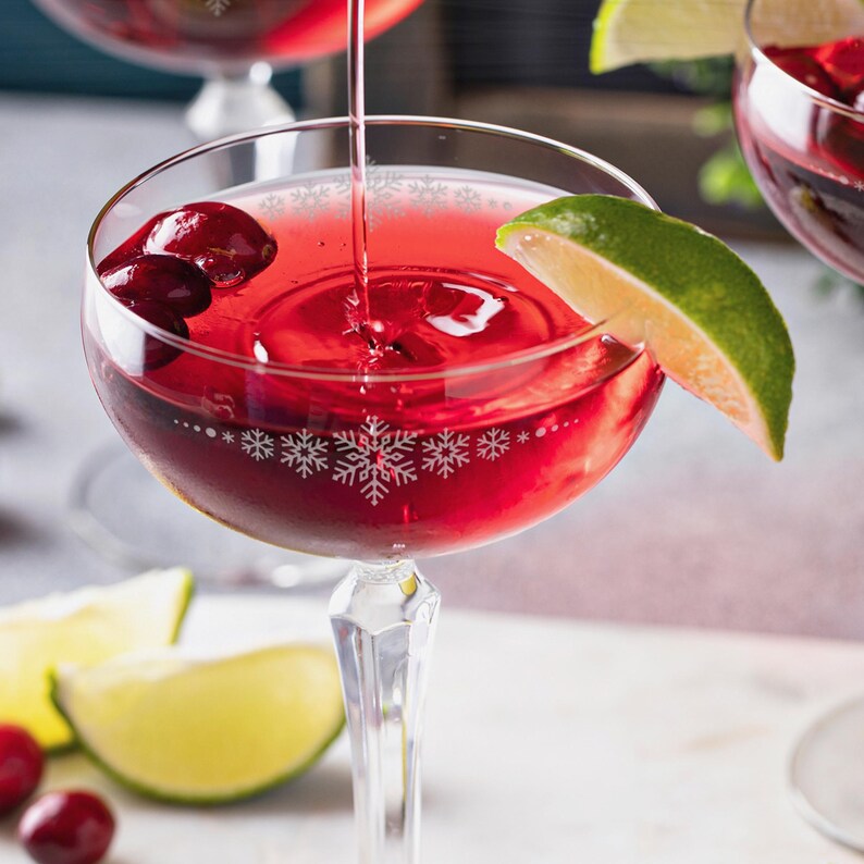 CHRISTMAS DRINKWARE Snowflake Band Cocktail Coupe, Festive Christmas ...
