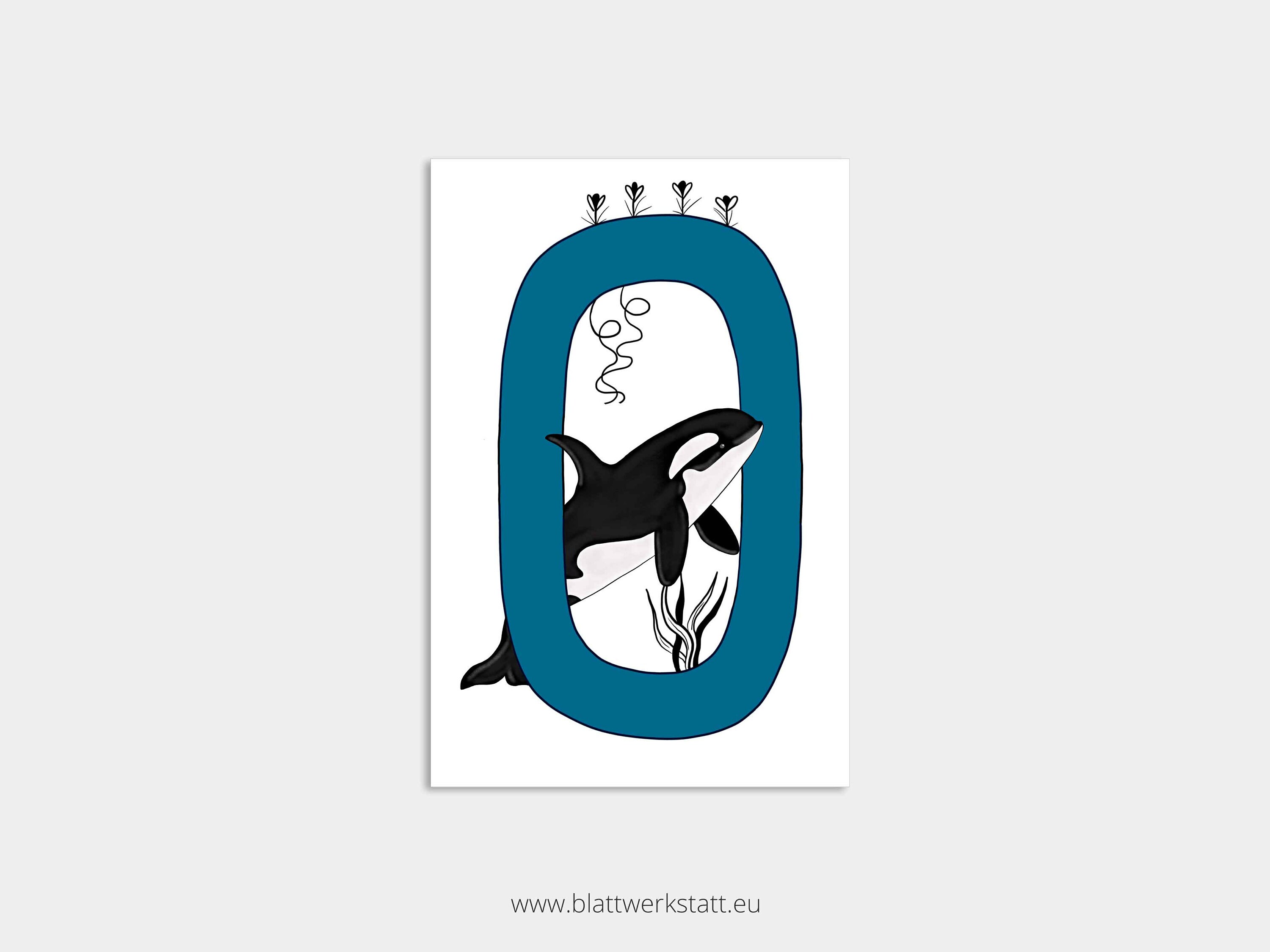 Postal alfabeto ABC animales Orca impresa - Etsy México
