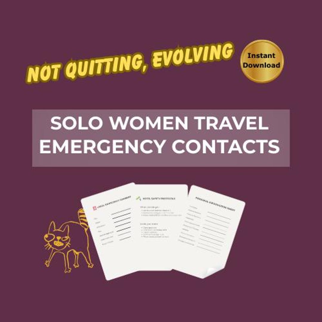 Solo Women Travel Emergency Contact Card | Safety Checklist | Female ...