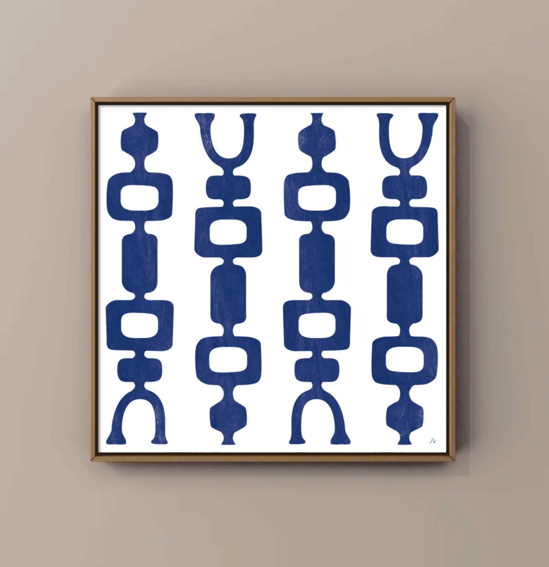 Modern Square Art / Minimal Blue Wall Decor / Abstract Blue Picture ...