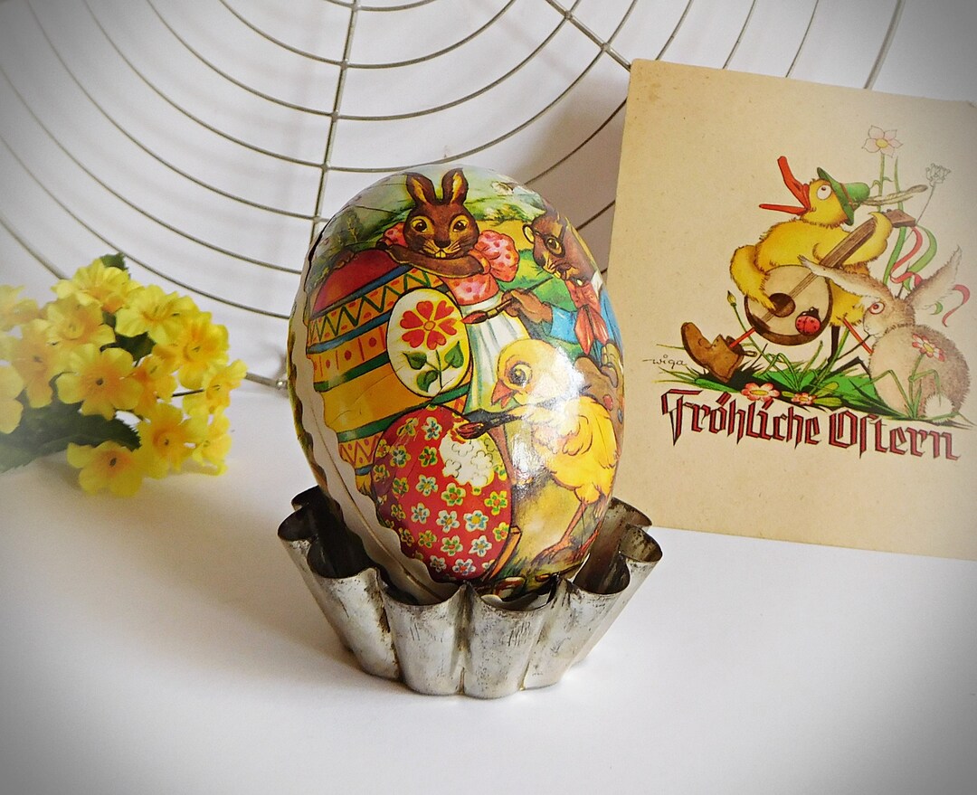 Vintage Füllei Ostern, Papp-Osterei, Candy Container, Ei, Eier, Küken ...