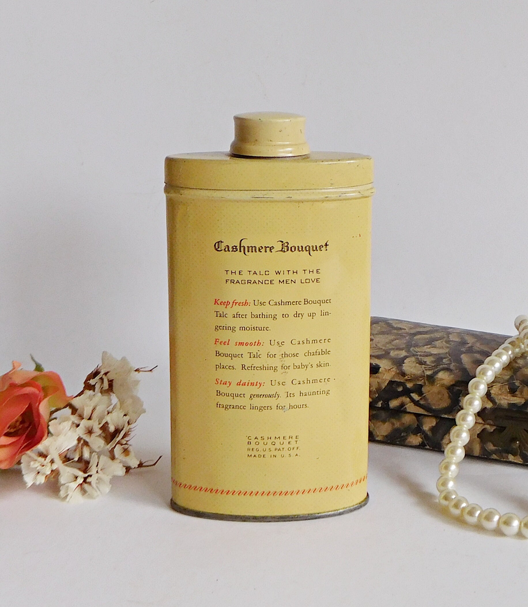 Enchanting, Old Cashmere Bouquet Talcum Powder Tin, Made in USA ...
