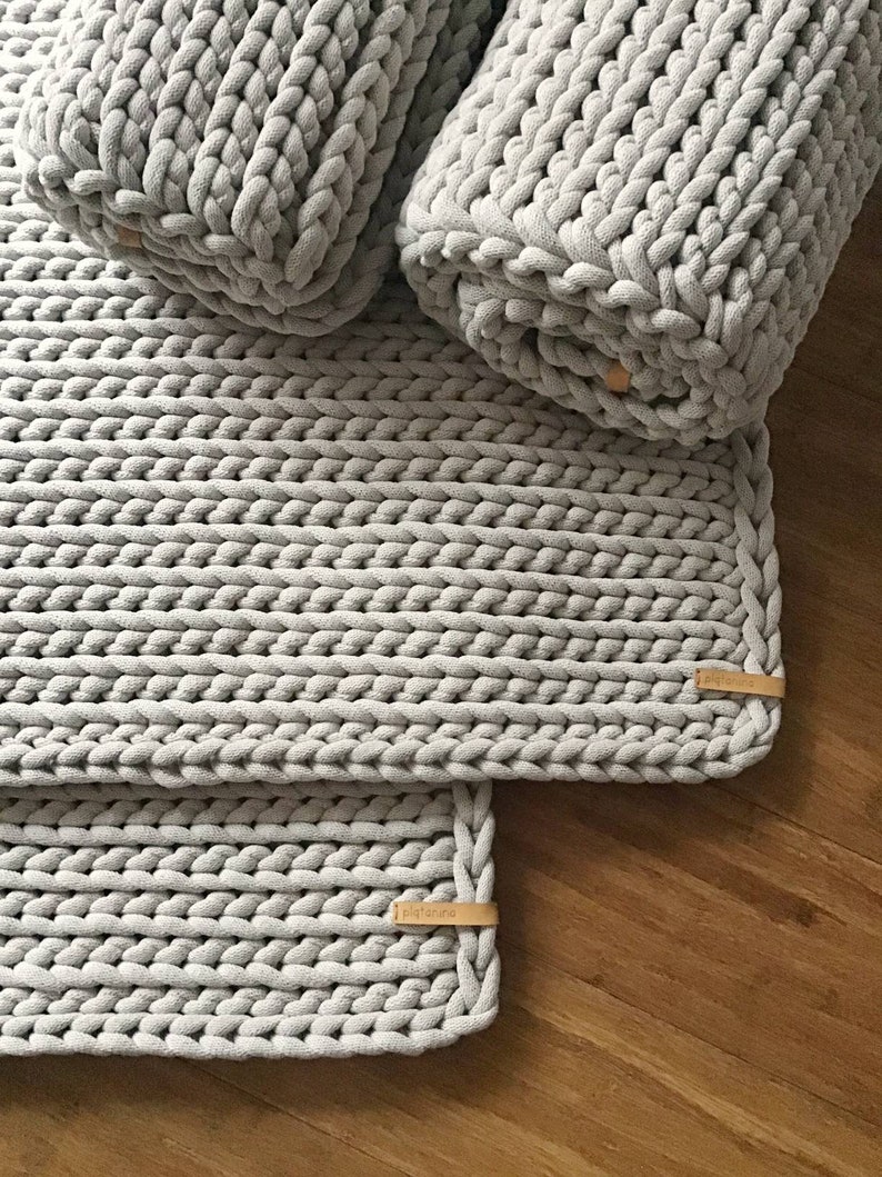 Chunky Rectangular Rug Crochet Carpet With a Minimalist - Etsy