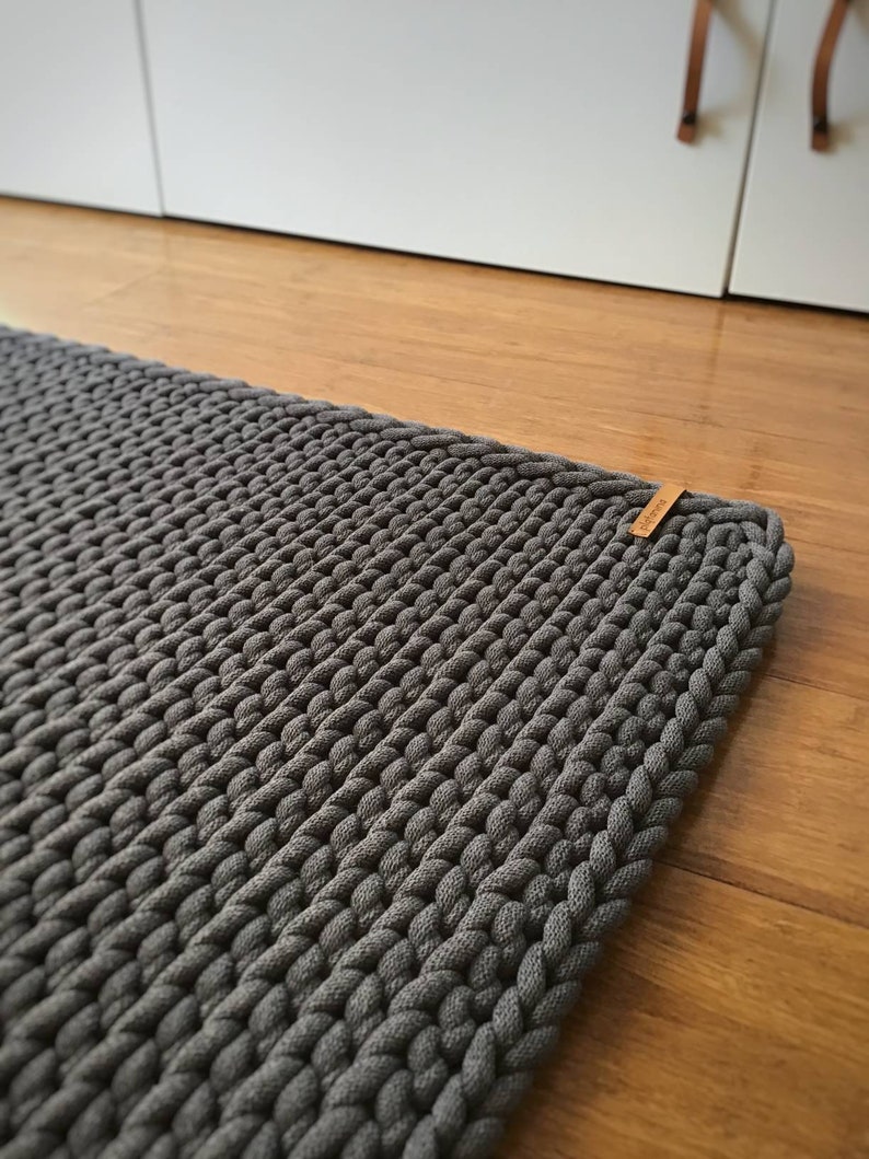 Chunky Rectangular Rug Crochet Carpet With a Minimalist - Etsy