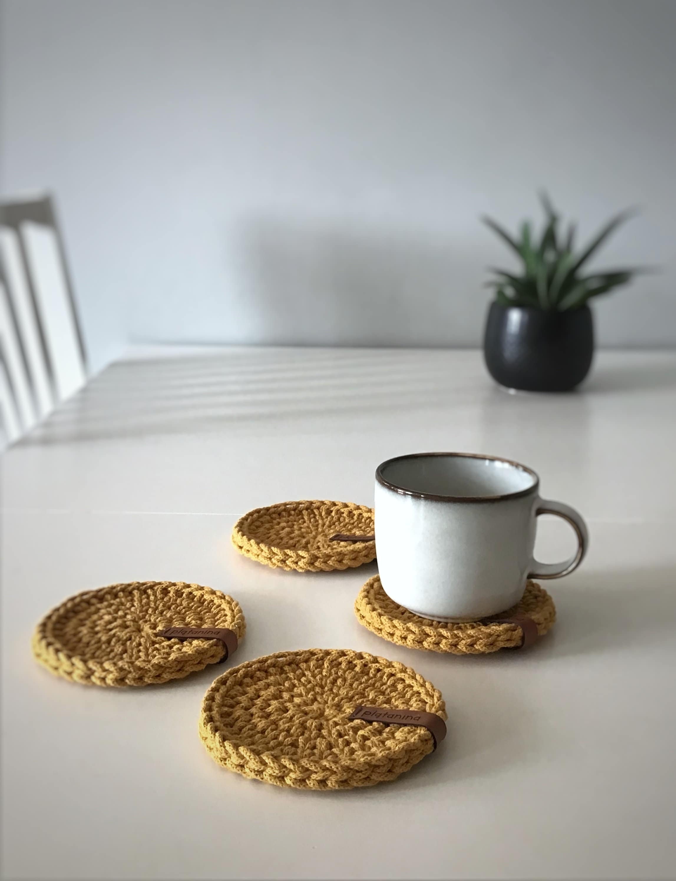 Tea or Coffee Coasters for Table Decoration, Set of 4 Minimalist Pads ...
