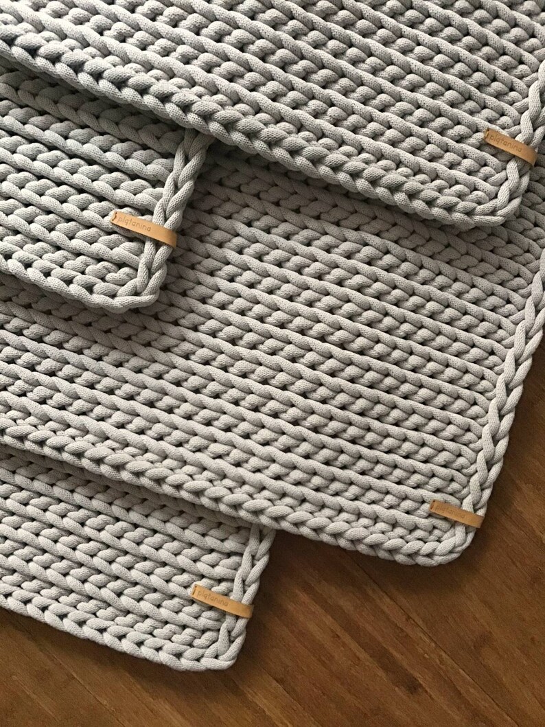 Chunky Rectangular Rug Crochet Carpet With a Minimalist - Etsy