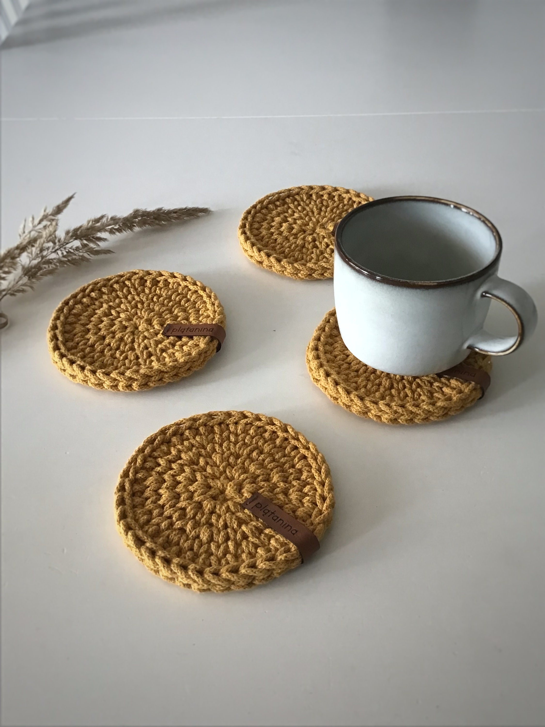 Tea or Coffee Coasters for Table Decoration, Set of 4 Minimalist Pads ...