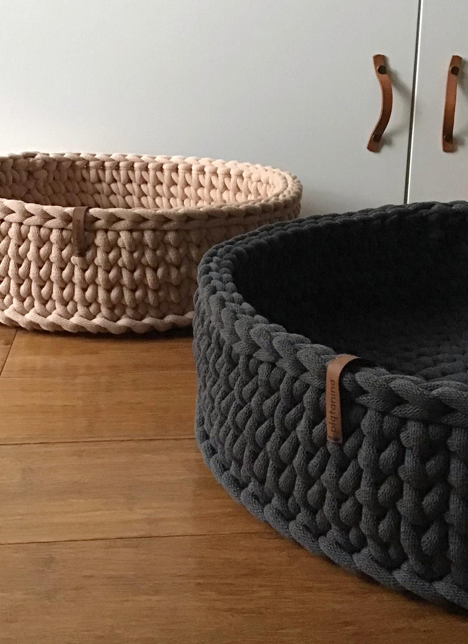 Set of 2 Chunky Baskets for Cats and Dogs, Large and Stable Pet ...
